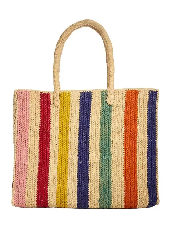 Aqua Raffia Tote - Multi