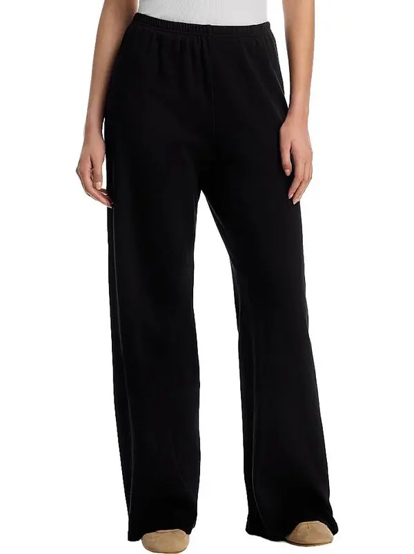 Aqua Wide-leg Cotton Sweatpants - Black