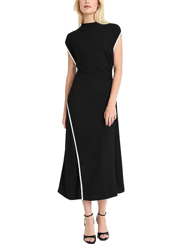 LUXELY Sleeveless Draped Midi Dress - Meteorite