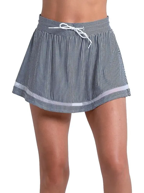Lucky In Love High Waist Seersucker Skirt - Midnight