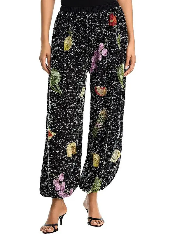Aqua Sequin Joggers - Black