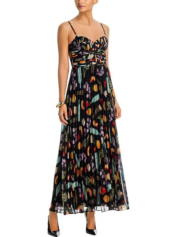 Aqua Sleeveless Printed Maxi Dress - Black
