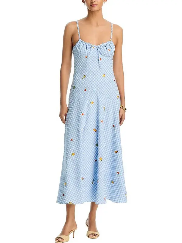 Aqua Check Maxi Dress - Blue