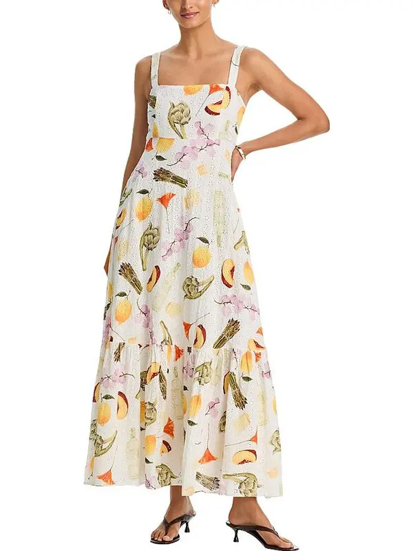 Aqua Printed Eyelet Maxi Dress - Multi