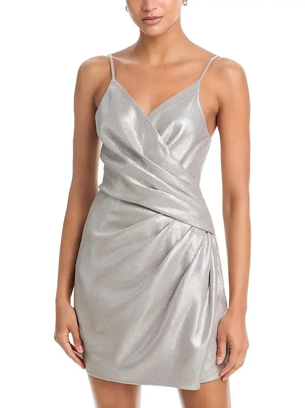 Aqua Metallic Mini Dress - Silver