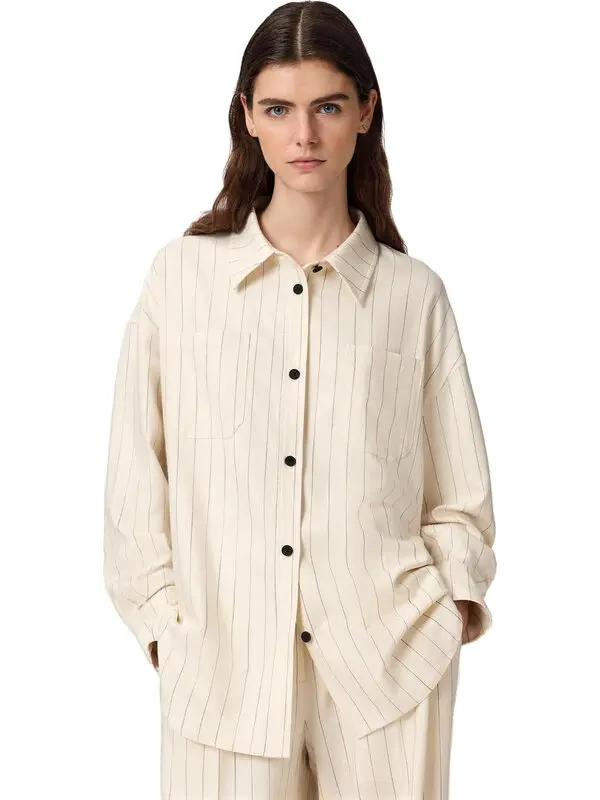 ALLSAINTS Olga Relaxed Fit Long Sleeve Shirt - Cream White