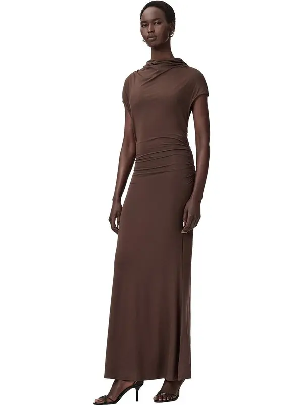 ALLSAINTS Selena Bodycon Maxi Dress - Bitter Brown