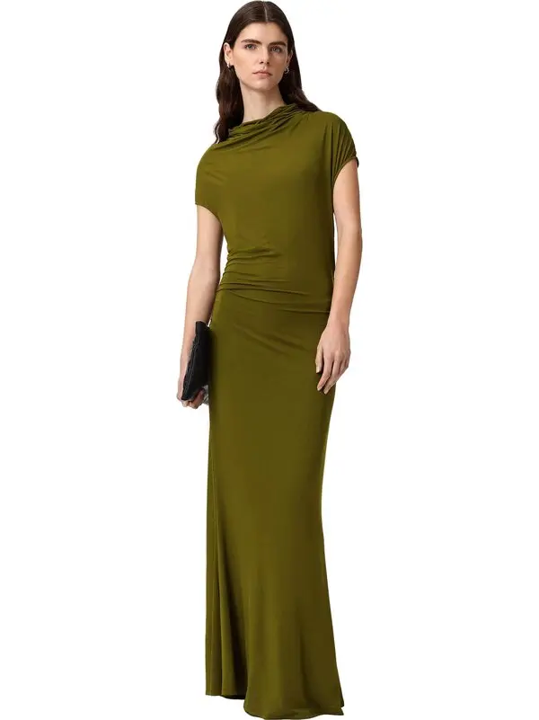 ALLSAINTS Selena Bodycon Maxi Dress - Khaki Green
