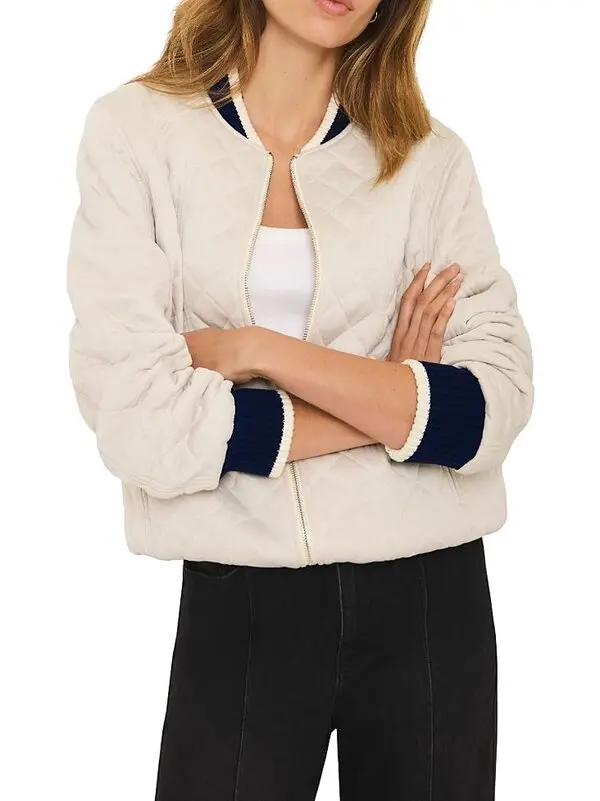 Mint Velvet Quilted Bomber Jacket - Cream