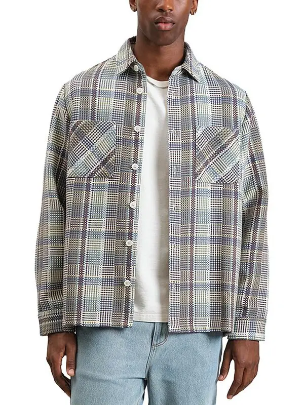 WAX LONDON Whiting Plaid Overshirt - Blue/green