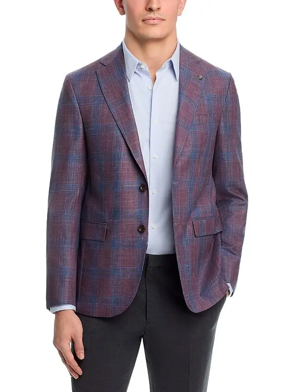 JACK VICTOR Midland Plaid Sport Coat - Berry/ Navy