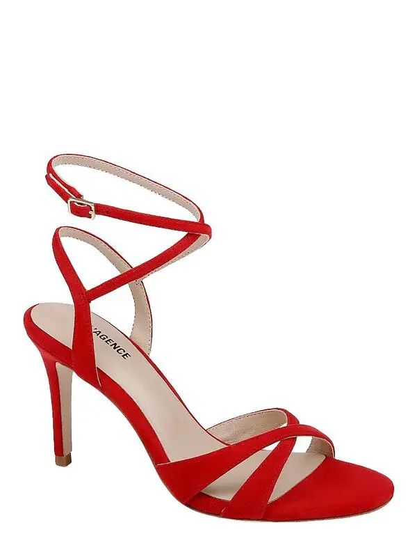 L'Agence Miranda Strappy Sandals - Red Suede