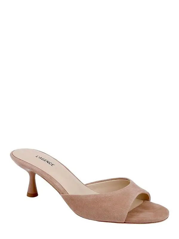 L'Agence Arleen Slide Sandals - Cappuccino Suede