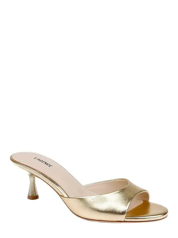 L'Agence Arleen Slide Sandals - Gold Leather