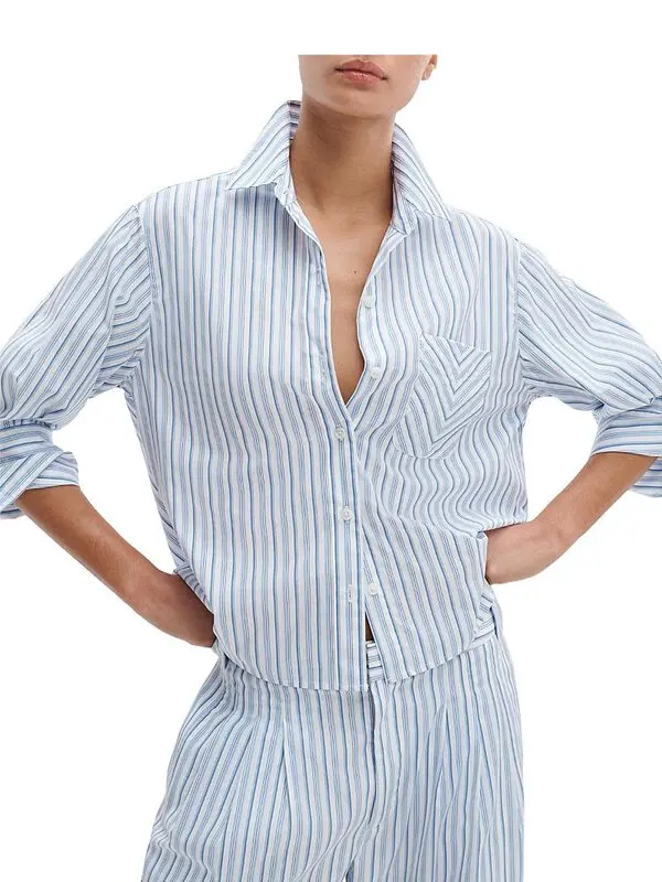 Rag & Bone Lucia Striped Poplin Shirt - Baby Blue Stripe