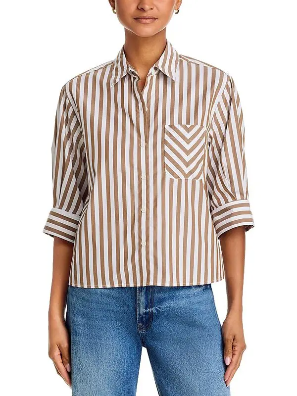 Rag & Bone Lucia Striped Poplin Shirt - Brown Stripe