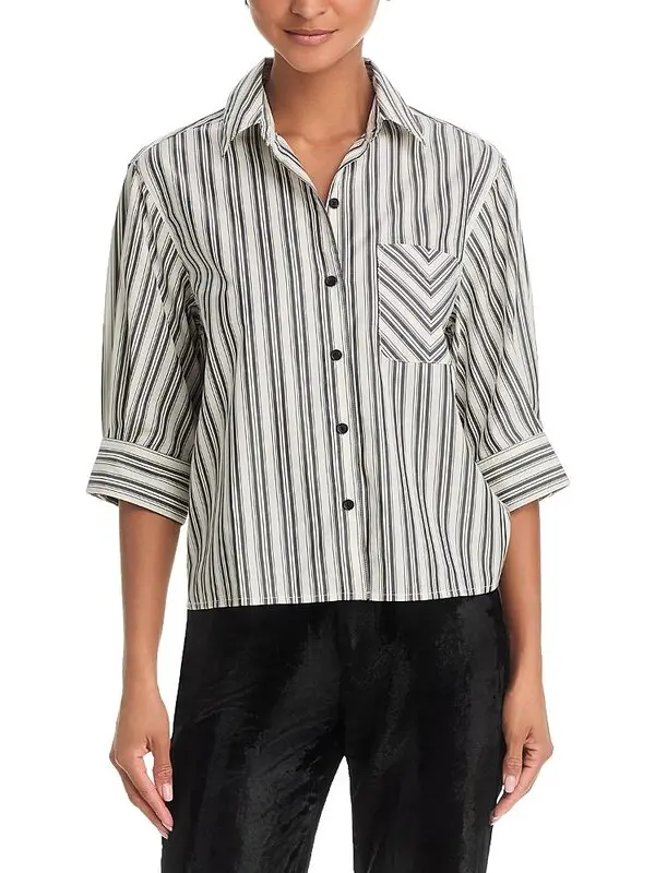 Rag & Bone Lucia Striped Poplin Shirt - Charcoal Stripe