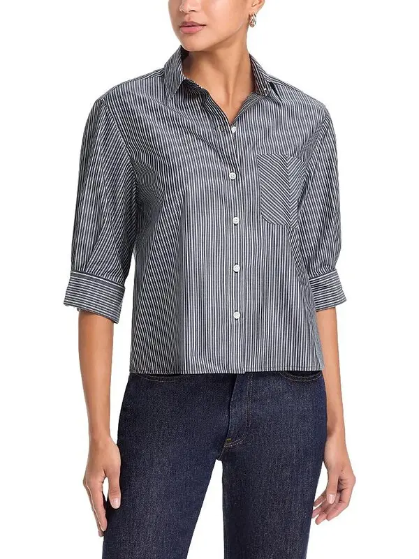 Rag & Bone Lucia Striped Poplin Shirt - Navy Stripe