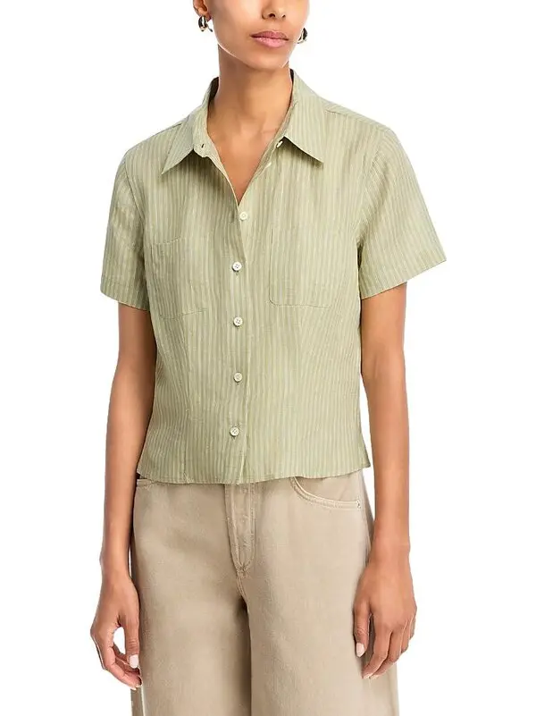 FRAME The Linen Seaside Shirt - Sage Multi