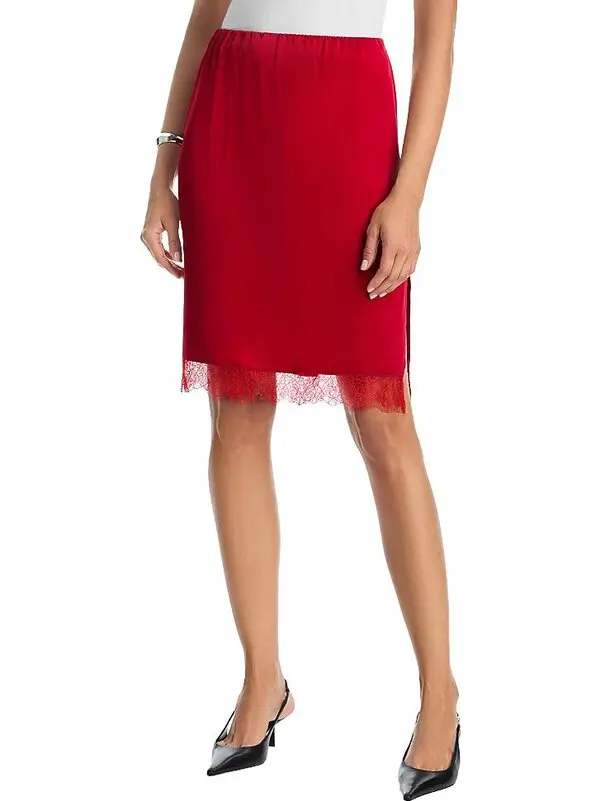 FRAME The Delicate Lace Skirt - Cherry Red