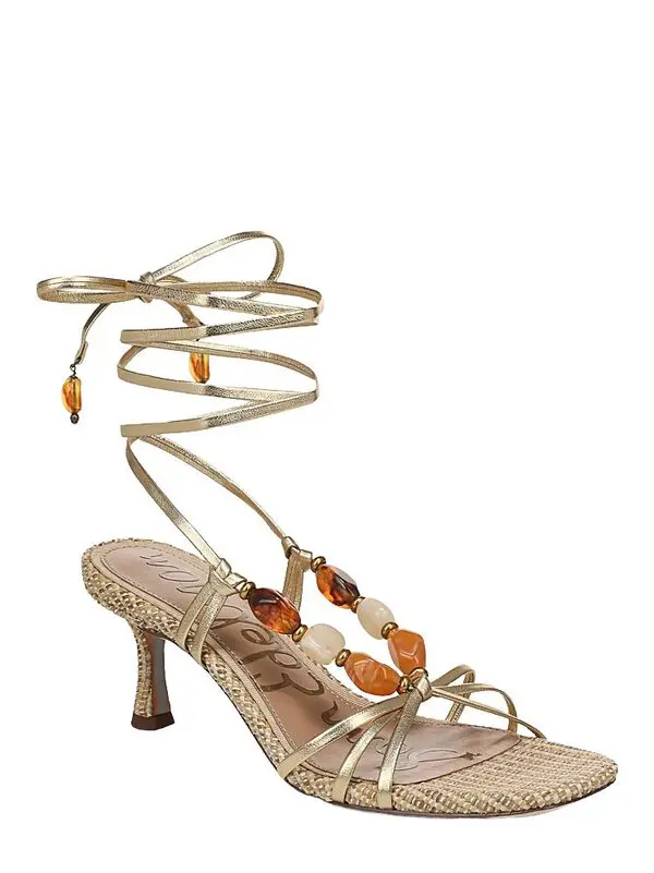 Sam Edelman Paloma Ankle Tie Sandals - Amber Gold