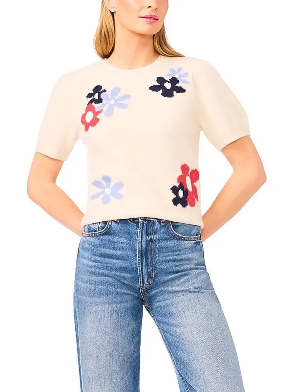 CECE DUPRAZ Floral Pullover Sweater - Birch