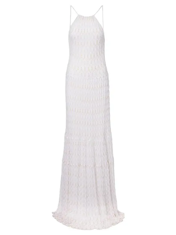 Missoni Halterneck Open-back Lamé Gown - White