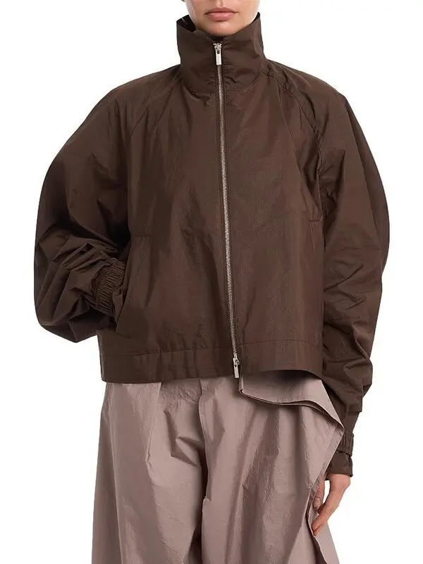 Issey Miyake Pleats Please Akimbo Mock Neck Jacket - Dark Brown
