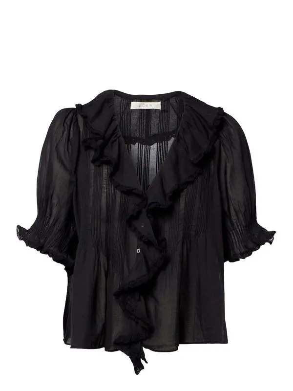 DÔEN Henri Cotton Voile Top - Black