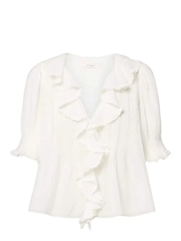 DÔEN Henri Cotton Voile Top - White