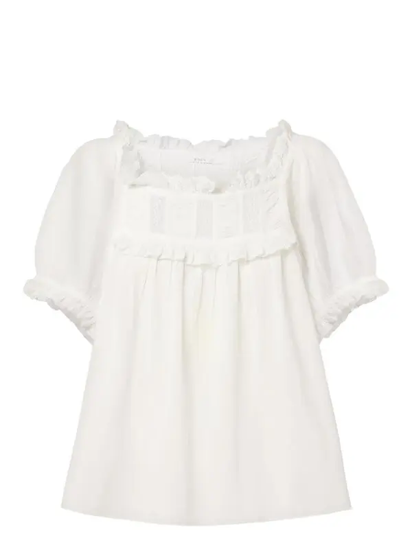 DÔEN Frances Lace-trimmed Cotton-blend Top - White