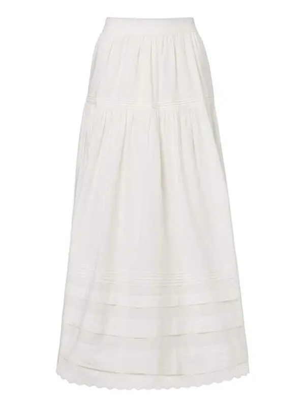 DÔEN Sebastiane Cotton Poplin Midi Skirt - White
