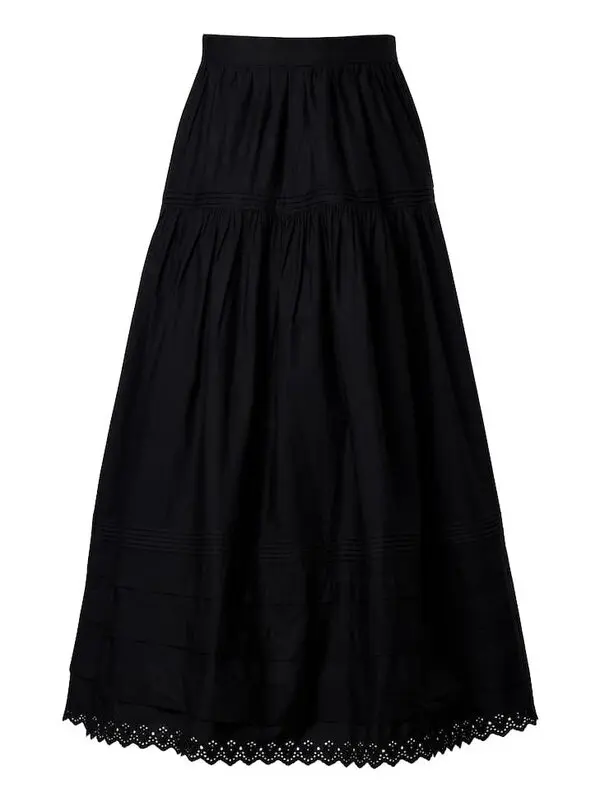 DÔEN Sebastiane Cotton Poplin Midi Skirt - Black