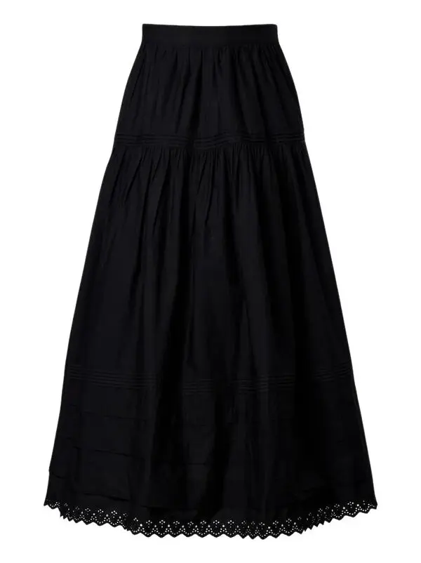 DÔEN Sebastiane Cotton Poplin Midi Skirt - Black