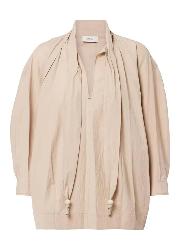 LEMAIRE Tie-neck Cotton Crêpe Blouse - Beige