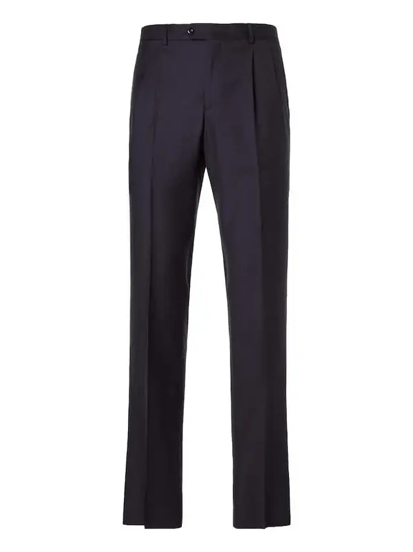 Rubinacci Virgin Wool Straight Pants - Blue