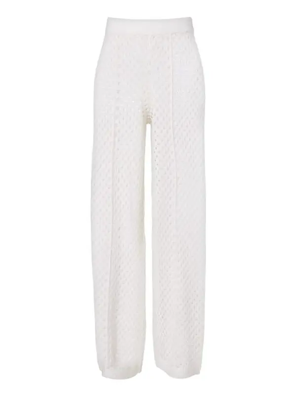 Jardin Des Orangers Open-knit Wide-leg Pants - White