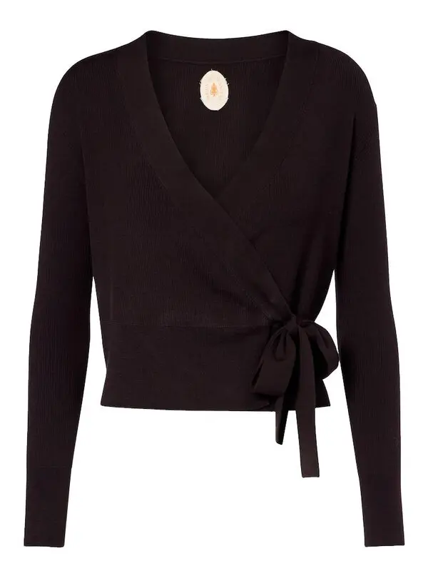 Jardin Des Orangers Virgin Wool Wrap Cardigan - Brown