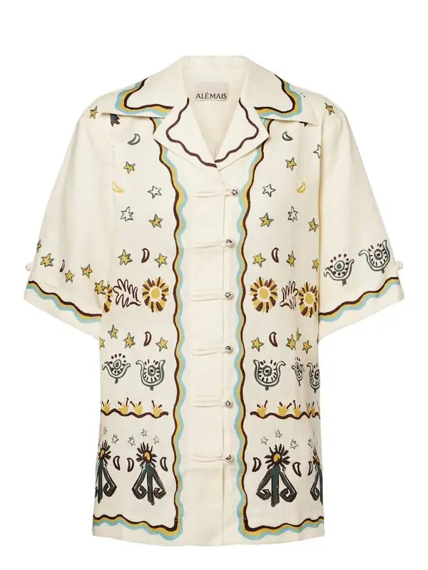 ALEMAIS Antoinette Printed Linen Shirt - Multicoloured