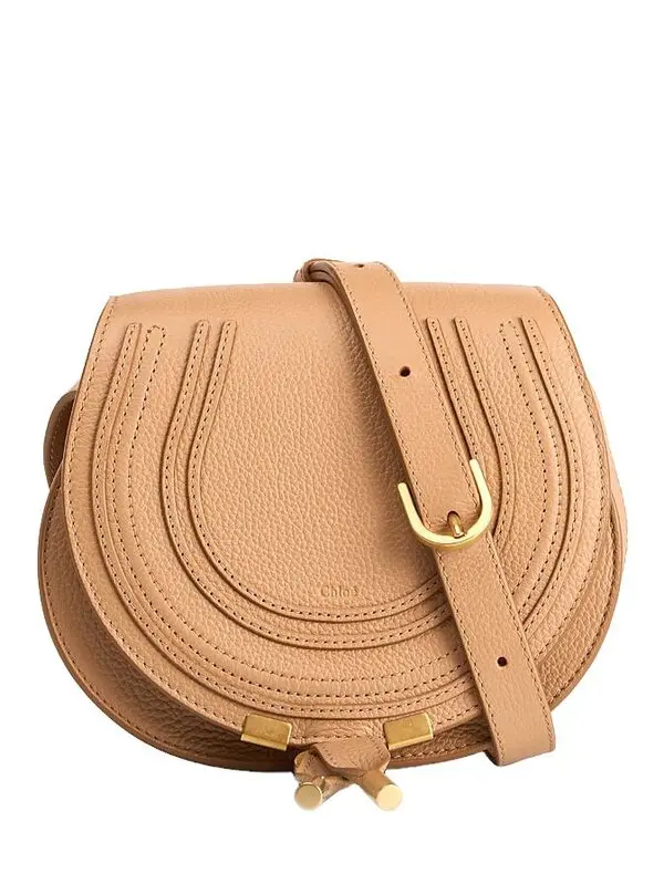 Chloé Marcie Small Leather Saddle Bag - Light Tan Grain Leather