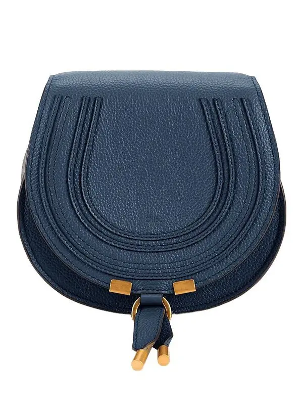 Chloé Marcie Small Leather Saddle Bag - Tapestry Blue