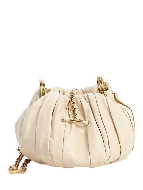 Chloé Leather Plisse Chain Shoulder Bag - Milk