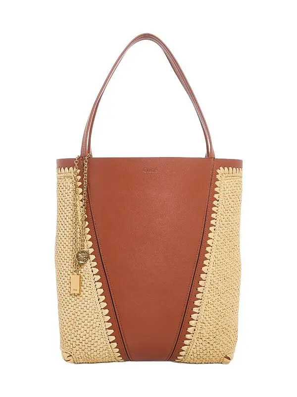 Chloé Spin Medium Tote Bag - Clay Brown Raffia