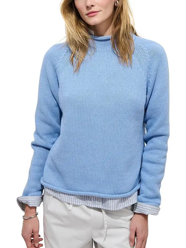ALEX MILL Eastport Roll Neck Sweater - Bel Air Blue