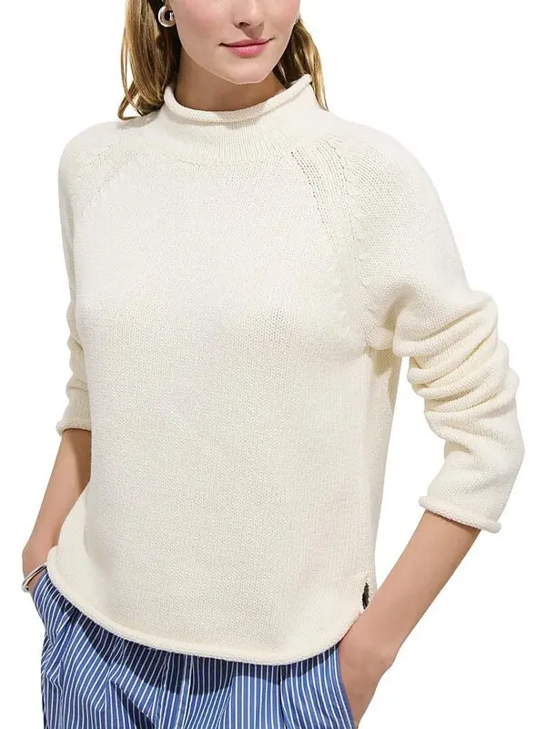 ALEX MILL Eastport Roll Neck Sweater - Sea Salt