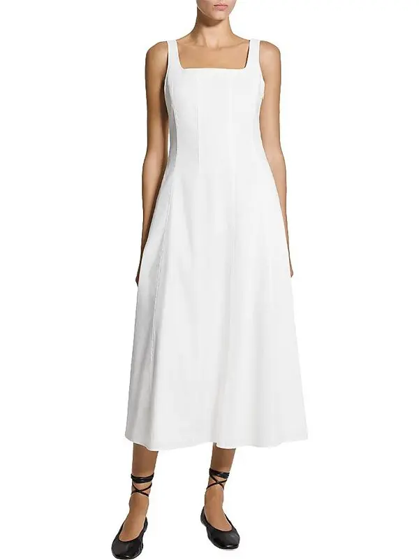 Theory Square Neck Seamed Dress - White
