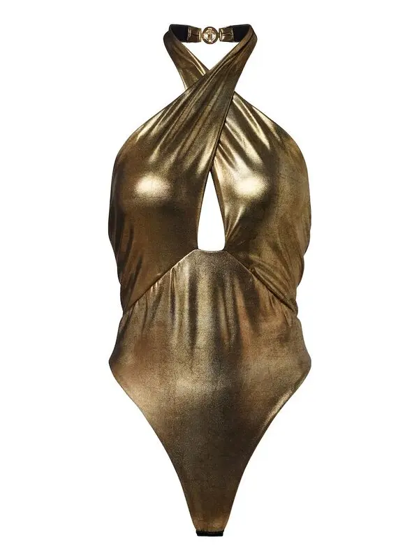 Roberto Cavalli Halterneck Bodysuit - Gold
