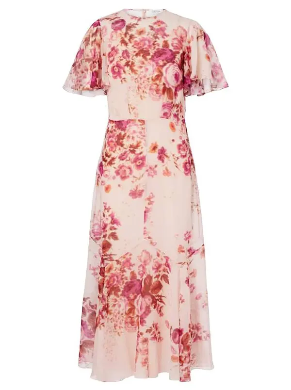 Erdem Floral Silk Midi Dress - Pink