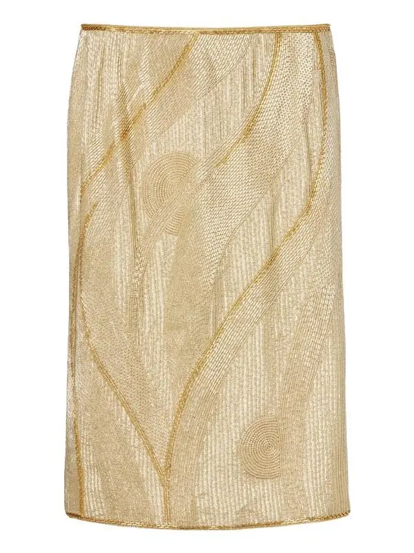 Versace Embellished Crêpe De Chine Midi Skirt - Gold