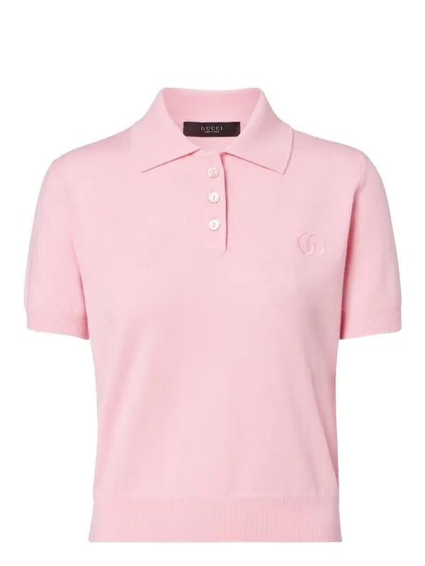 Gucci Double G Wool Polo Shirt - Pink